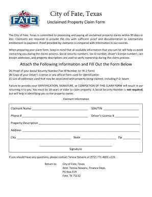 Fillable Online The City of Fate, Texas is committed to processing and ...