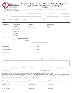 Fillable Online After School Registration Form - Orange County Schools Fax Email Print - pdfFiller