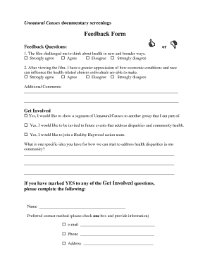 Fillable Online Project Presentation Audience Feedback Form Project ...