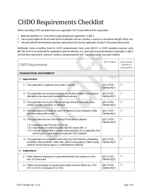 Fillable Online CHDO Requirements Checklist Fax Email Print - pdfFiller