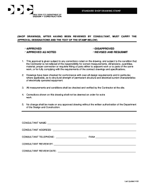 Fillable Online Standard Shop Drawing Stamp. Design Consultant Guide ...