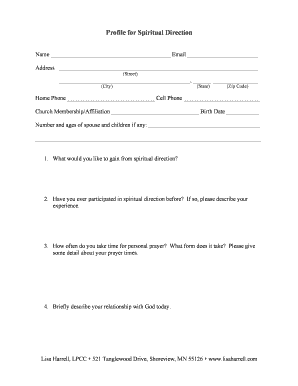 Fillable Online Profile for Spiritual Direction.doc Fax Email Print ...