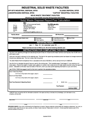 Fillable Online INDUSTRIAL SOLID WASTE FACILITIES Solid Waste Disposal ...