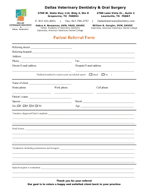 Patient Referral Form - Dallas Veterinary Dentistry - Fill and Sign ...