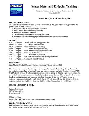 Fillable Online Water Meter and Endpoint Training - MPWWA Fax Email ...