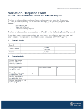 Fillable Online Variation Request Form - Department of Local Government ...