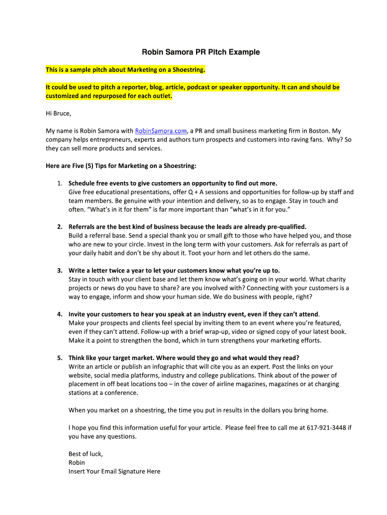 Fillable Online 10 Must-Have Free PR Templates to Pitch the PressFast ...