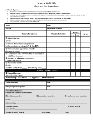Fillable Online Absence-From-Duty Form. Leave reporting Fax Email Print ...