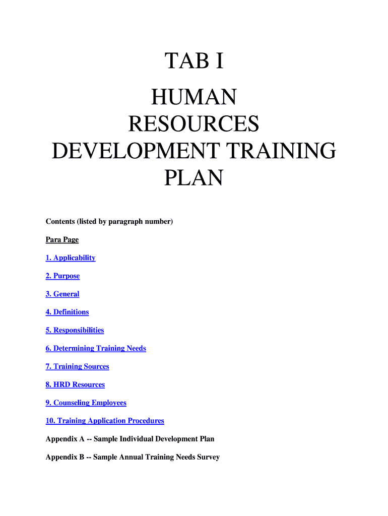 Fillable Online tab i human resources development training plan ...