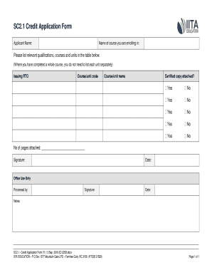 Fillable Online SC2.1 Credit Application Form - IITA EDUCATION Fax ...