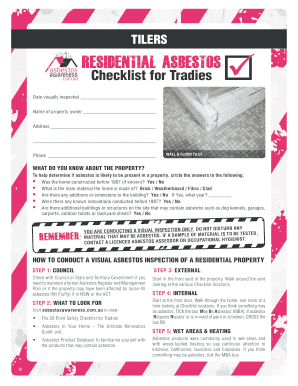 Fillable Online Checklist for Tradies - Asbestos Awareness Fax Email ...