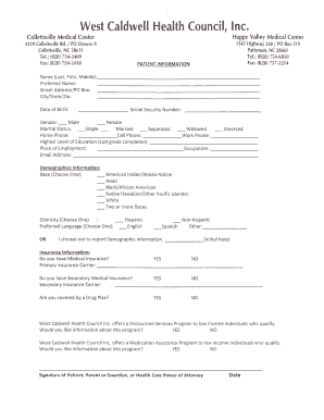 Fillable Online Acute Visit Paperwork - West Caldwell Health Council ...