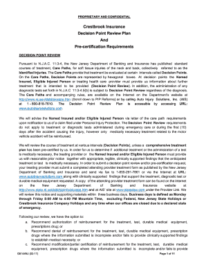 Fillable Online Crestbrook Insurance Decision Point Review Plan And Pre ... Fax Email Print ...