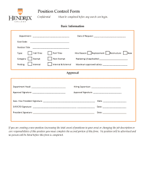 Position Control Form - Fill Online, Printable, Fillable, Blank | pdfFiller