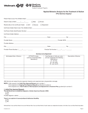 Fillable Online Applied Behavior Analysis for the Treatment of Autism ...