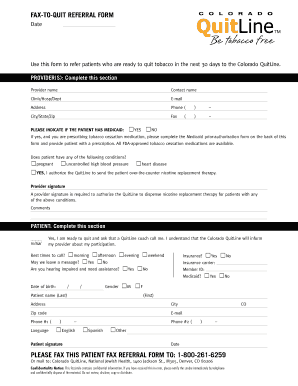 Fillable Online Use this form to refer patients who are ready to quit ...