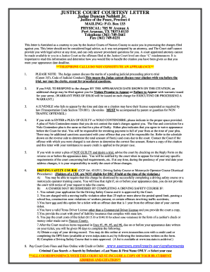 JUSTICE COURT COURTESY LETTER - Fill and Sign Printable Template Online