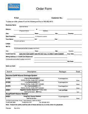 Fillable Online Order Form - Greer Medical, Inc. Fax Email Print ...