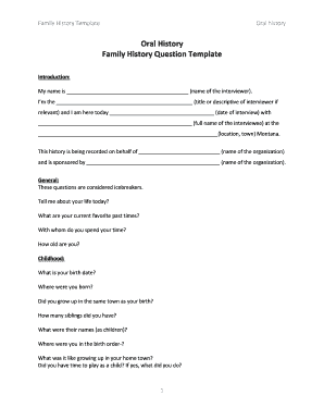 Fillable Online Family History Template Fax Email Print - pdfFiller