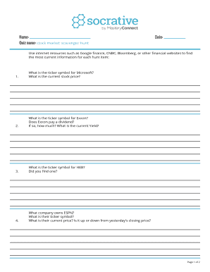 Stock Market Scavenger Hunt - Fill Online, Printable, Fillable, Blank ...