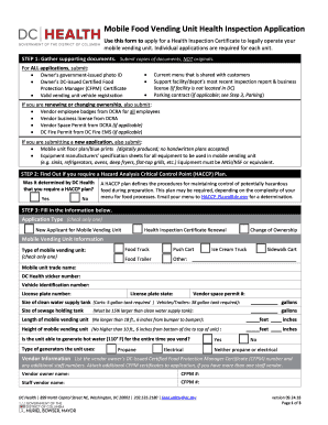 Fillable Online dchealth dc Mobile Food Vending Unit Health Inspection ...