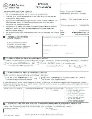 Fillable Online Spousal Declaration - Public Service Pension Plan. We ...