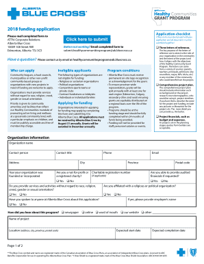 Fillable Online Healthy Communities Grant application 2018 - Alberta Blue Cross Fax Email Print ...