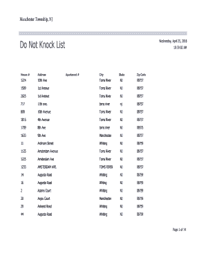 Fillable Online Current No Knock List Database - Manchester Township ...