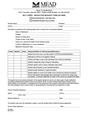 Fillable Online HS-300B Self Carry Medication Request Form Fax Email ...