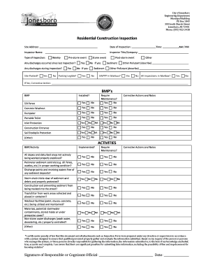 Fillable Online COJ Construction Site Inspection Form - City of ...