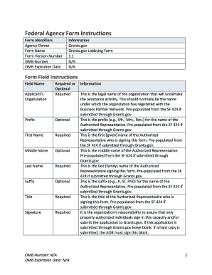 Fillable Online apply07 grants Grants.gov Lobbying Form Instructions. Grant application form ...