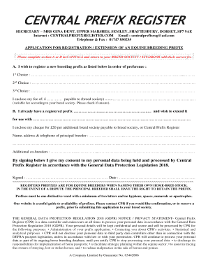 Fillable Online Registration Form - Central Prefix Register Fax Email Print - pdfFiller