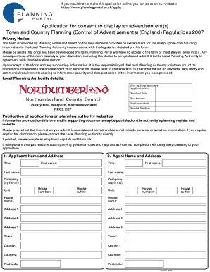Fillable Online Application for consent to display an advertisement(s ...
