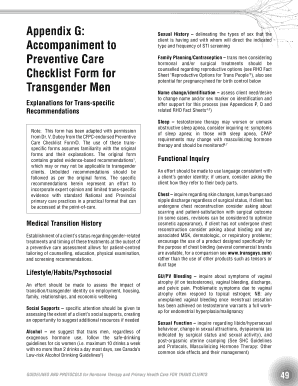 Fillable Online Appendix G: Accompaniment to Preventive Care Checklist ...