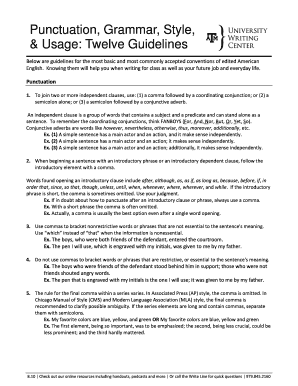 Fillable Online writingcenter tamu Punctuation, Grammar, Style, & Usage ...