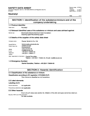 Fillable Online SAFETY DATA SHEET Neutralyt SECTION 1: Identification ...