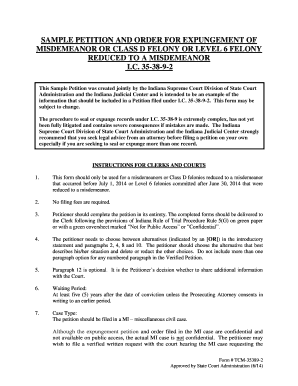 Fillable Online SAMPLE PETITION AND ORDER FOR EXPUNGEMENT OF Fax Email ...