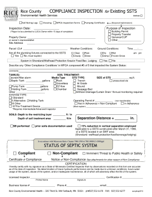 Fillable Online Rice County Compliance Inspection Form (PDF) Fax Email ...