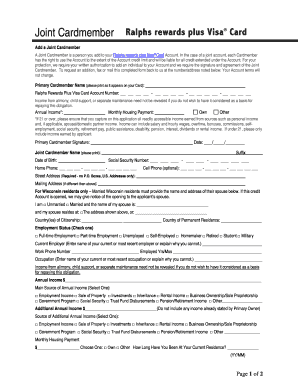 Fillable Online Joint Owner - Ralphs rewards plus Visa Card Fax Email ...