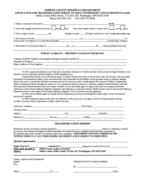 Fillable Online Moving Permit - Nobles County Fax Email Print - pdfFiller