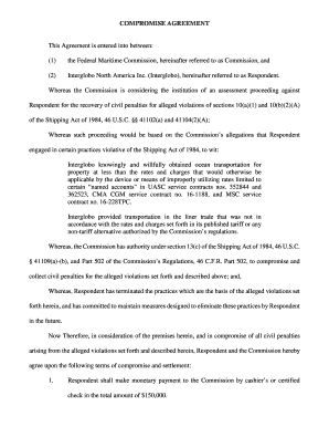 Fillable Online COMPROMISE AGREEMENT This Agreement is entered into between Fax Email Print ...