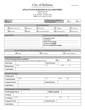 Fillable Online Building Permit Application - City of Bellaire Fax ...
