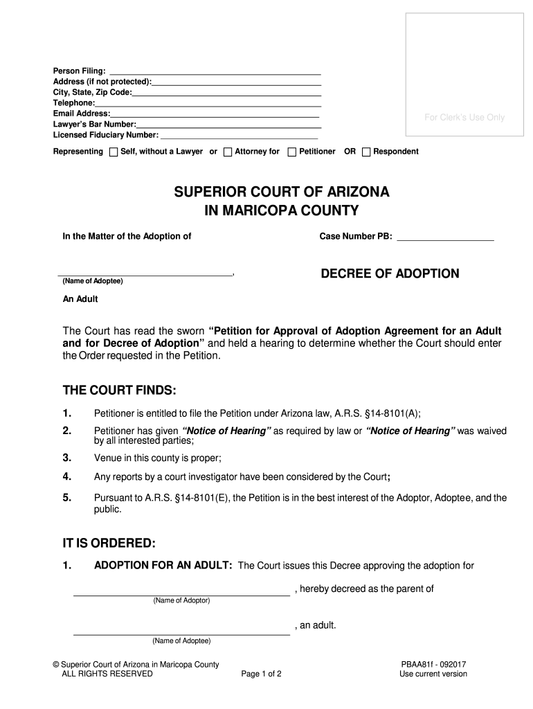 Adoption Decree Sample Fill Online Printable Fillable Blank 