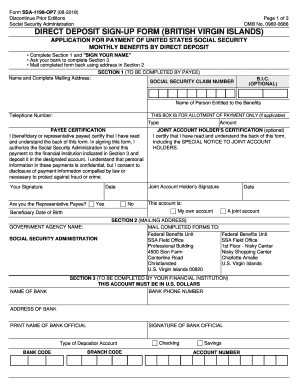 Fillable Online SSA-1199-OP7. Direct Deposit Sign-Up Form (British ...