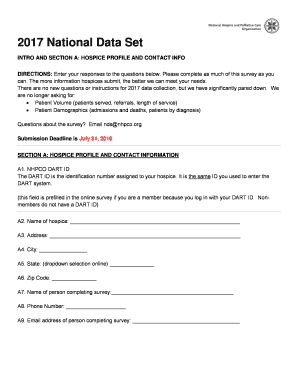 Fillable Online 2017 National Data Set - National Hospice and ...