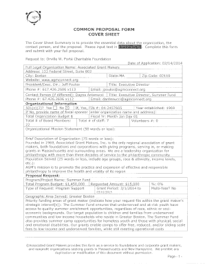 Fillable Online COMMON PROPOSAL FORM COVER SHEET - owfortefdn.org Fax ...