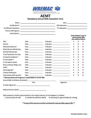 Fillable Online Mandatory Annual Skills Evaluation Form - Tri-Community ...
