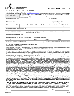 Fillable Online Accident Death Claim Form Fax Email Print - pdfFiller