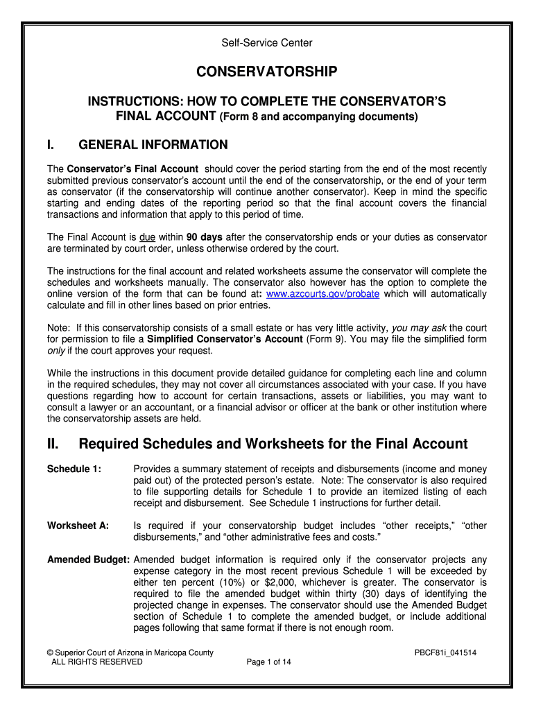 Fillable Online superiorcourt maricopa CONSERVATORSHIP II. Required ...