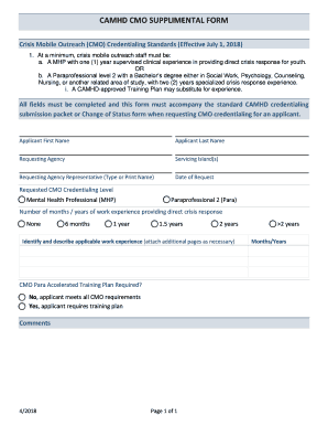 Fillable Online CAMHD CMO SUPPLIMENTAL FORM Fax Email Print - pdfFiller